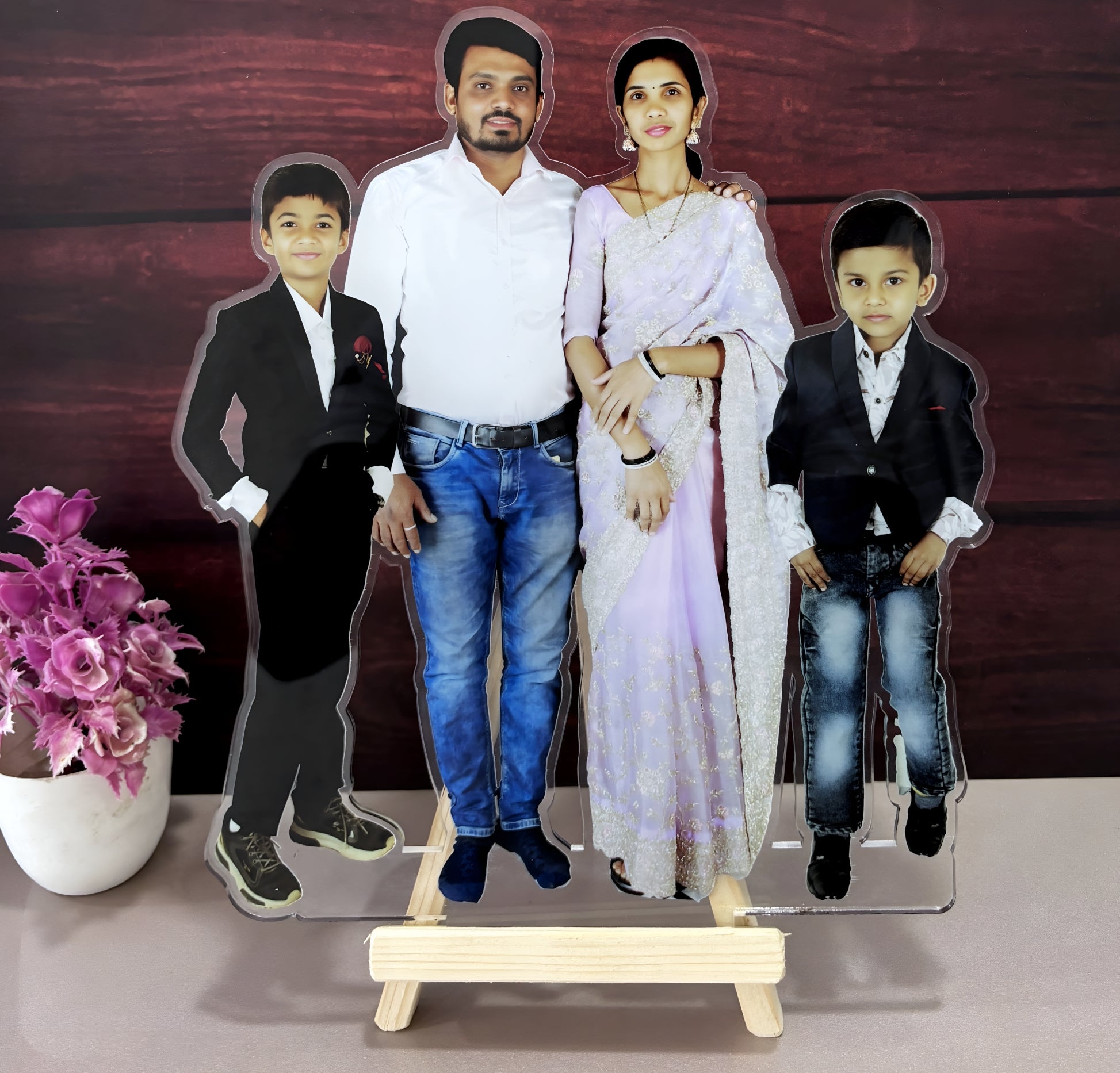 Premium Acrylic Cutout Family Photo With Easel Stand 03 – Uvpixel